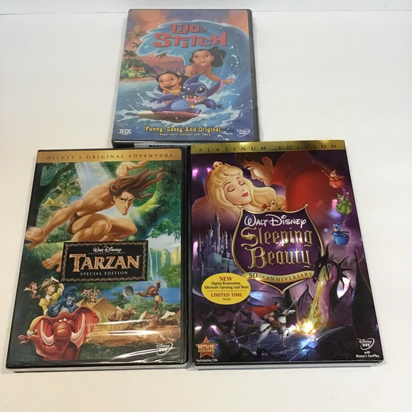Disney | Other | Lot Of 3 Kids Disney Dvd New Tarzan Sleeping Beauty ...
